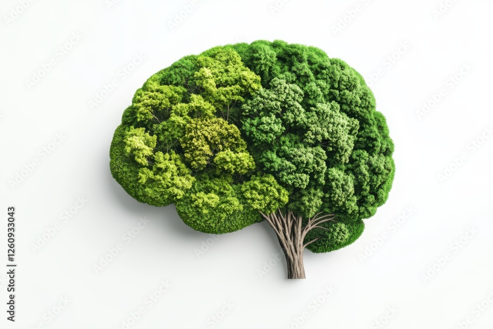 Think Green- human brain with green trees. World environment day and ...