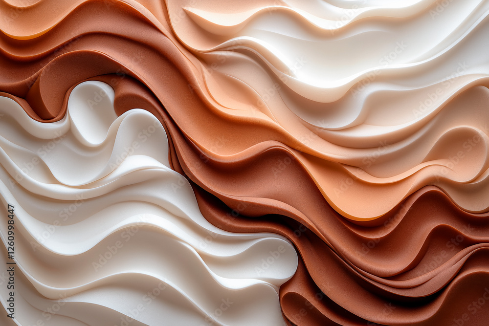 Abstract detail of whipped cream with a curved shape pattern with a ...