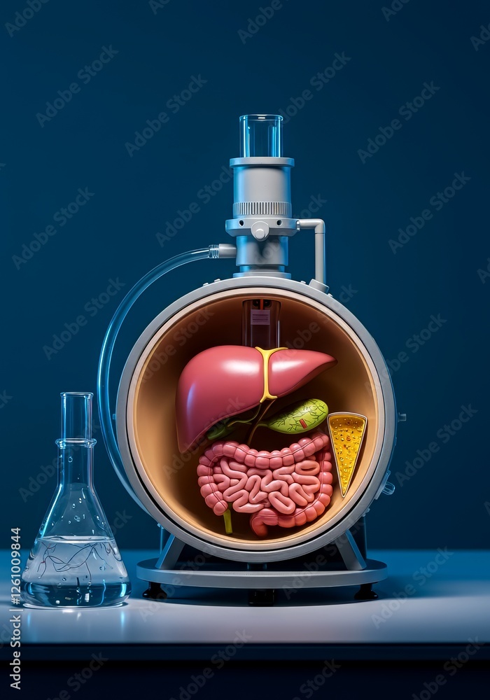 Medical laboratory concept depicting the digestive system on a digital ...