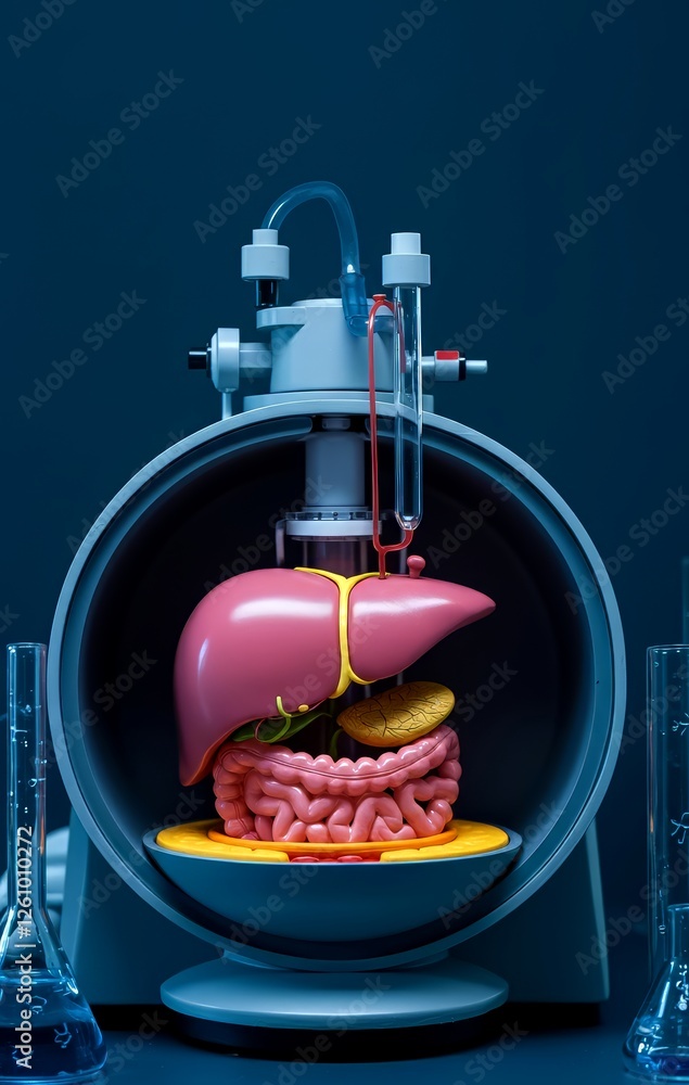 Medical laboratory concept depicting the digestive system on a digital ...