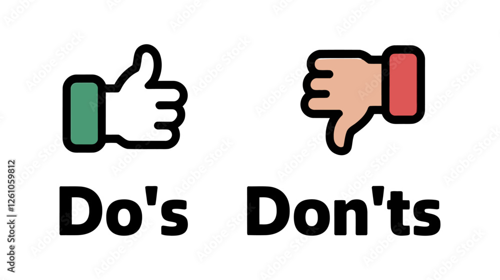 Do's and Don'ts Thumbs Up and Down Icon Set – Green and Red Circular ...