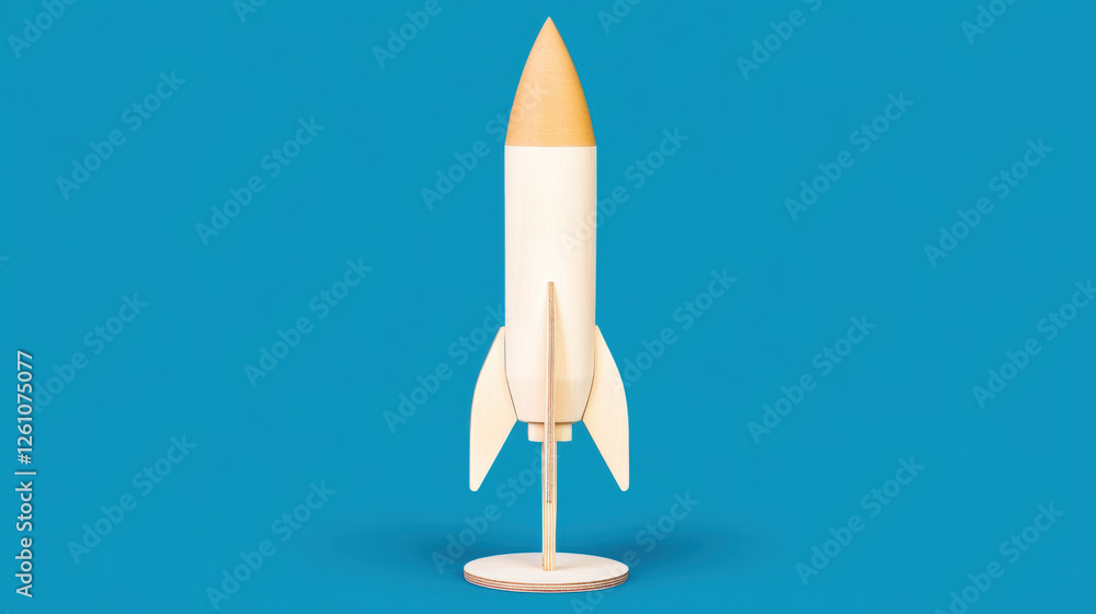 Wood stick inventions, A detailed digital image of a rocket ship model ...
