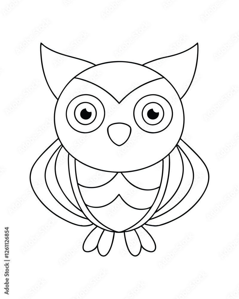 Cute Owl Coloring Page Design for Kids Stock Vector | Adobe Stock
