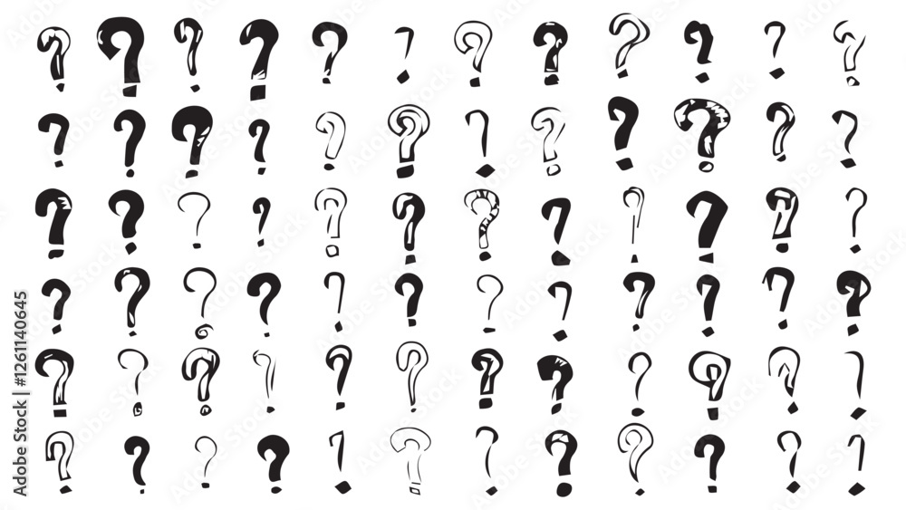 Question marks collection on white background, black question marks ...