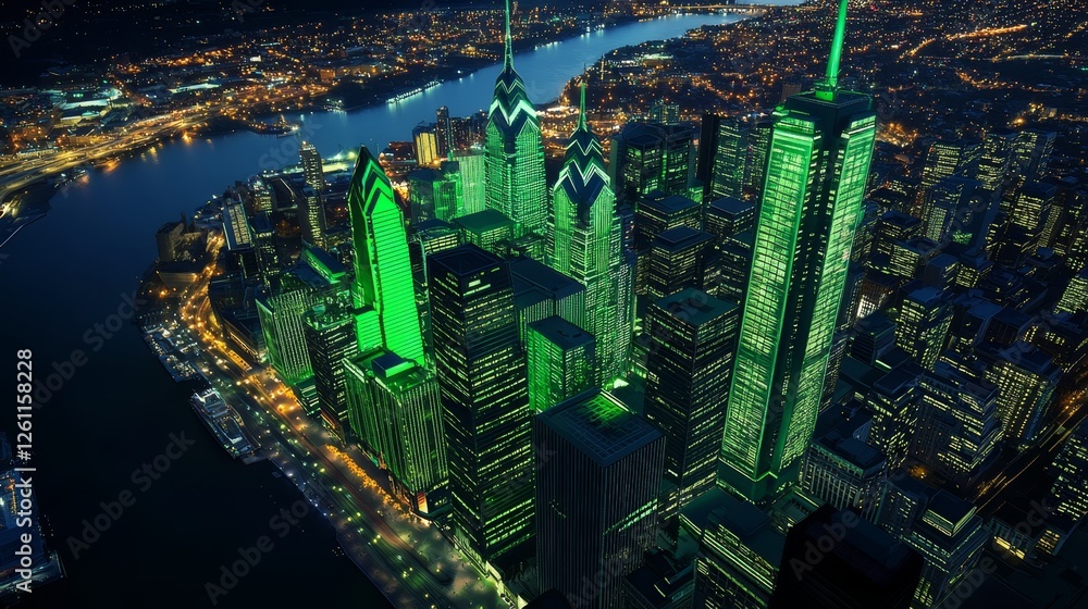 CGI scene of 3D model of Center City Philadelphia Skyline high rises ...