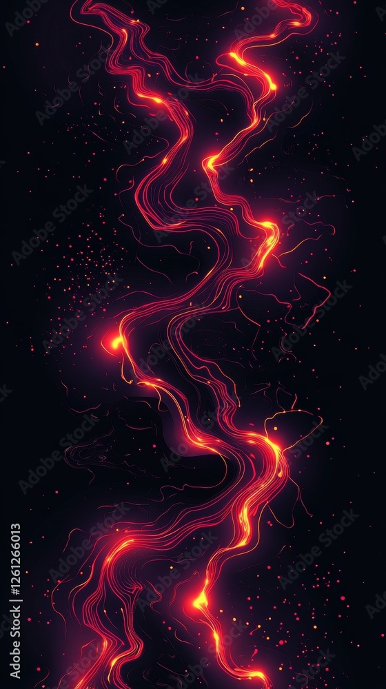 Organic shapes that emulate energy flows, depicted in stylized thermal ...