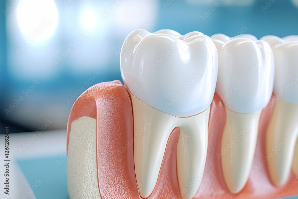 A close-up mock-up of healthy teeth and gums, demonstrating the vital ...