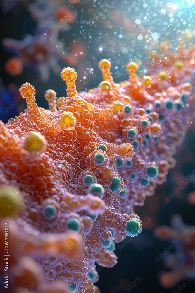 Hyper-realistic ion channel embedded in a human cell membrane, showing ...