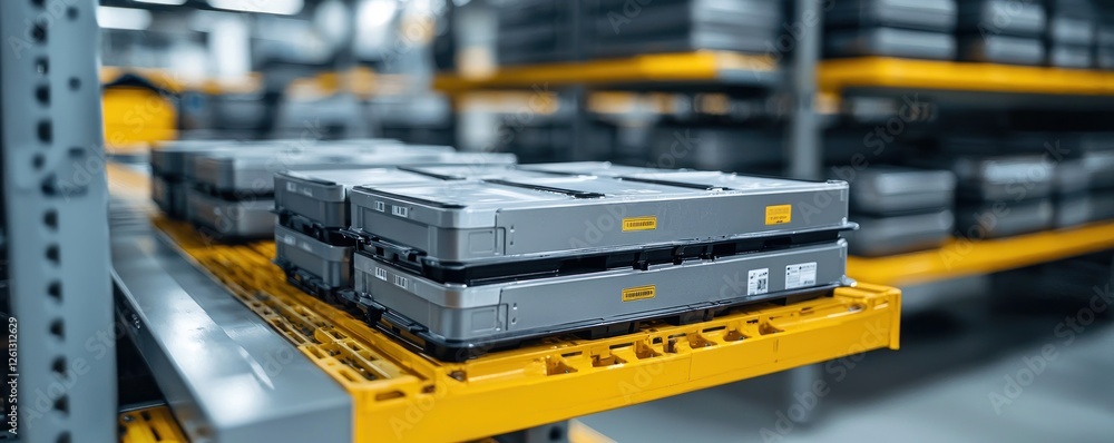 Stacked lithium-ion battery cells prepared for EV power pack systems ...