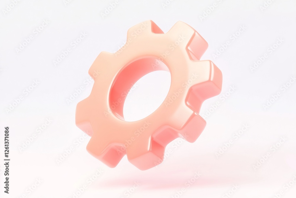Render of a stylized pink gear floating against a soft background in ...