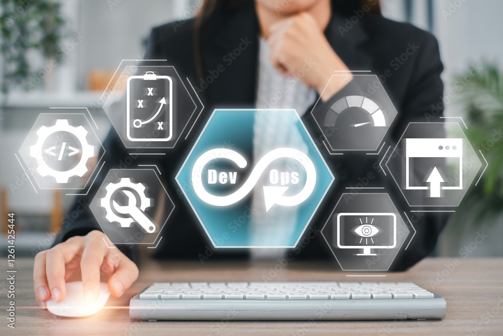 Visual Representation Of The Devops Concept Featuring Technology Icons And Infinity Symbol