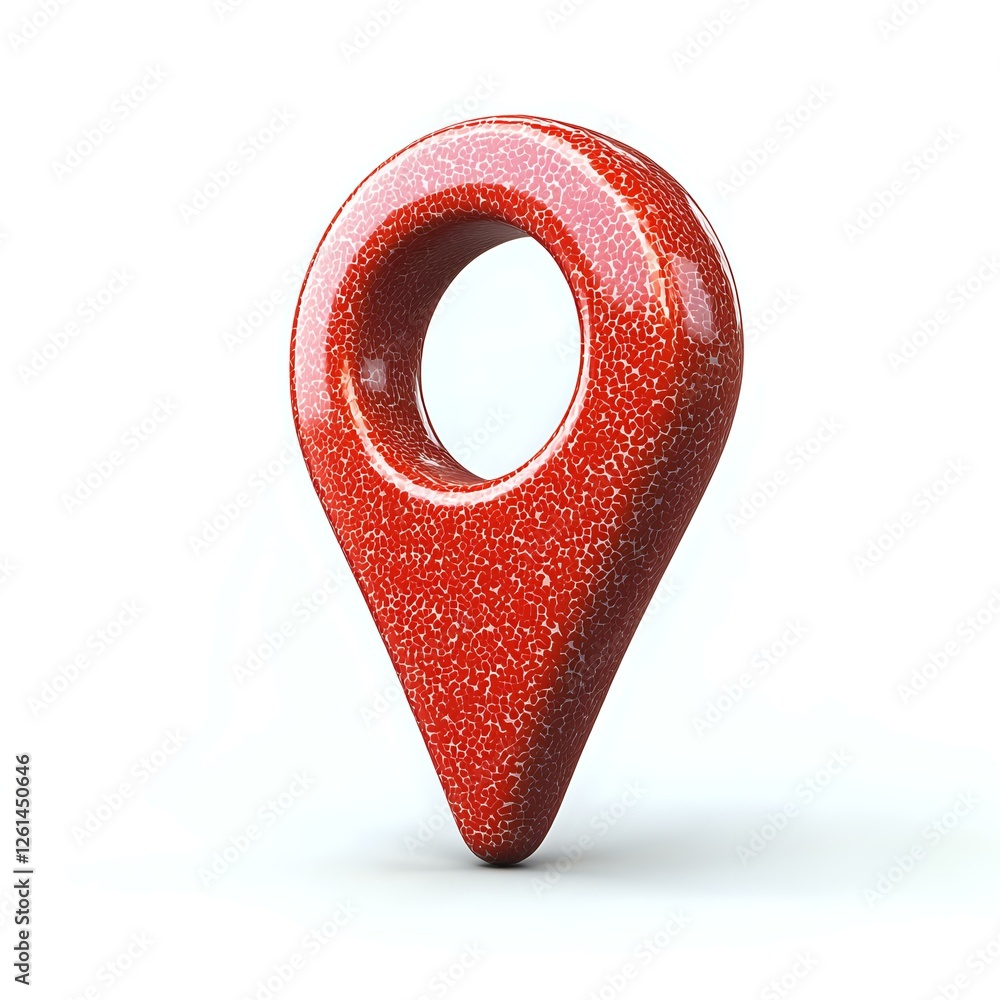 Red glittery location pin marker on white background, map pointer ...