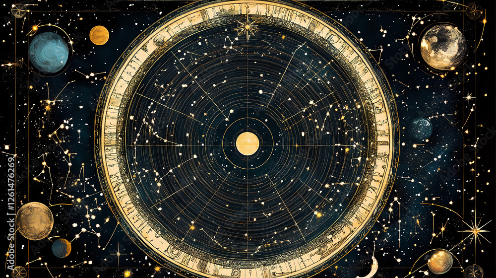 An ancient star map depicting constellations and celestial patterns. Ancient Star Maps ...