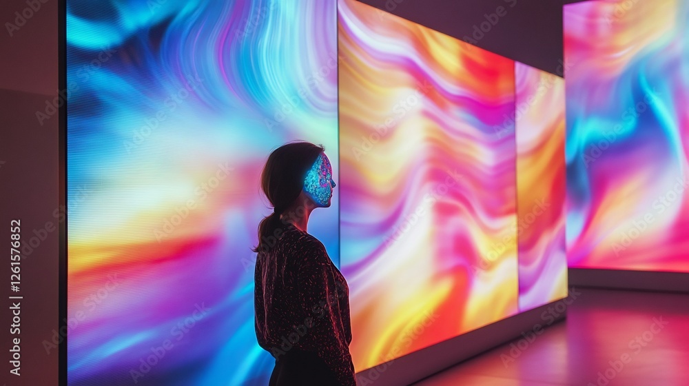 AI driven interactive art installation adapting its visuals based on audience emotions Stock ...