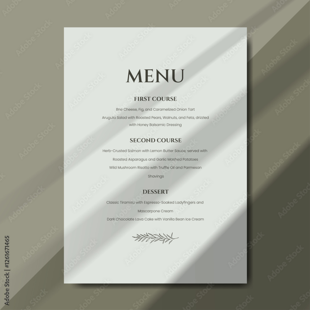 Modern wedding menu designed with simplicity and elegance. Perfect for ...