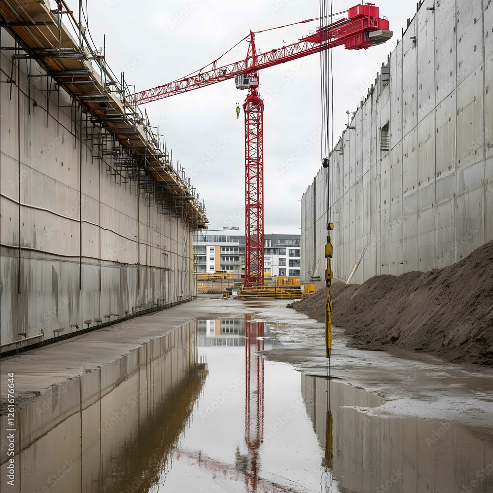 eine grosses Wandelement aus beton ein Kran der das Wandelement fur ...