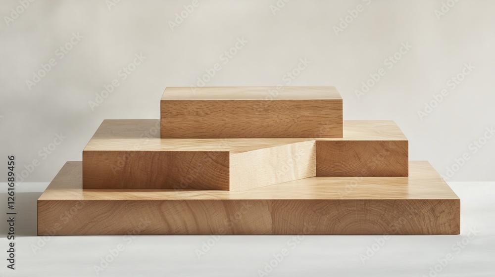 Illustration Stock Natural wood cube platforms, multi-level display ...