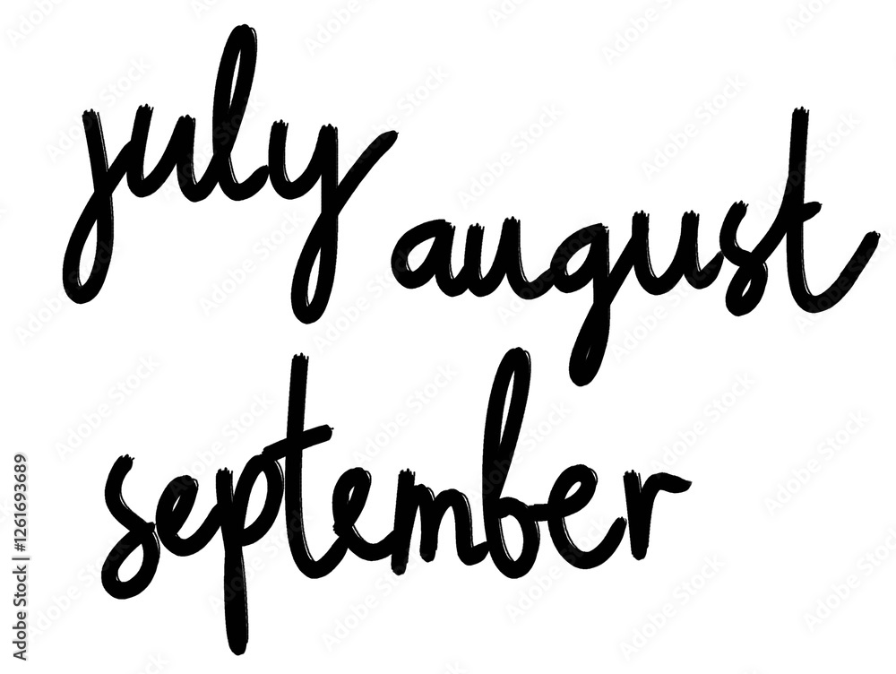 Line art month of year calligraphy lettering short phrases illustration ...