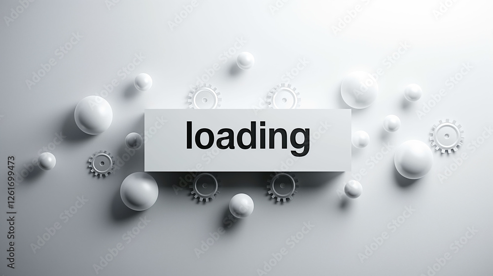 Minimalist design featuring the word loading with graphical icons on a ...