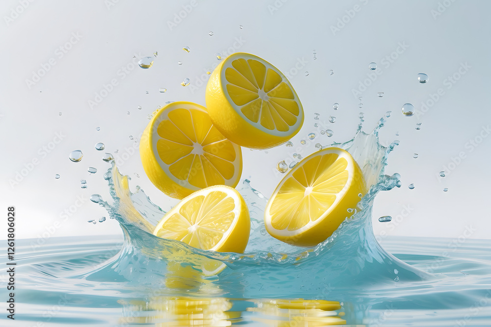 detail and hyper realistic 4k resolution image of lemon slices falling ...