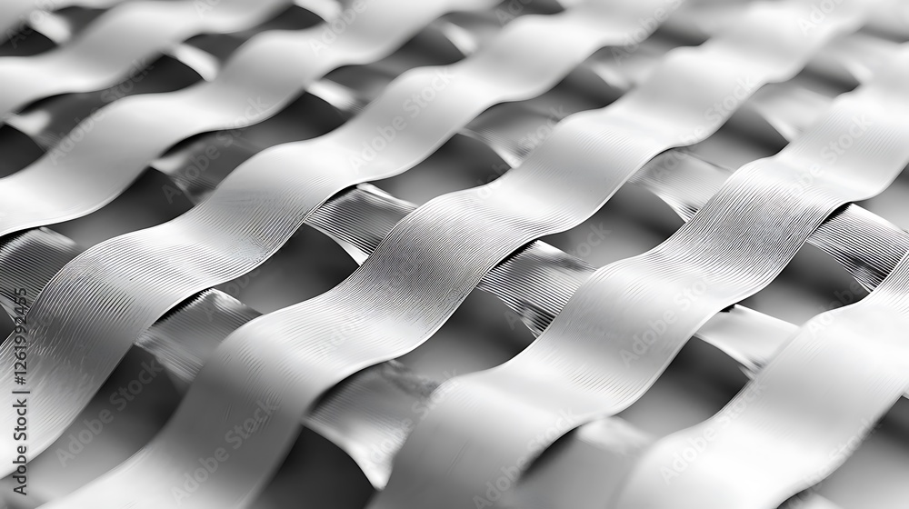 Wavy Silver Metal Surface Close-up of curved, shiny metallic material ...