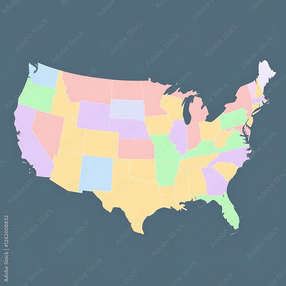 Use country map with names state isolated on a white background. United ...