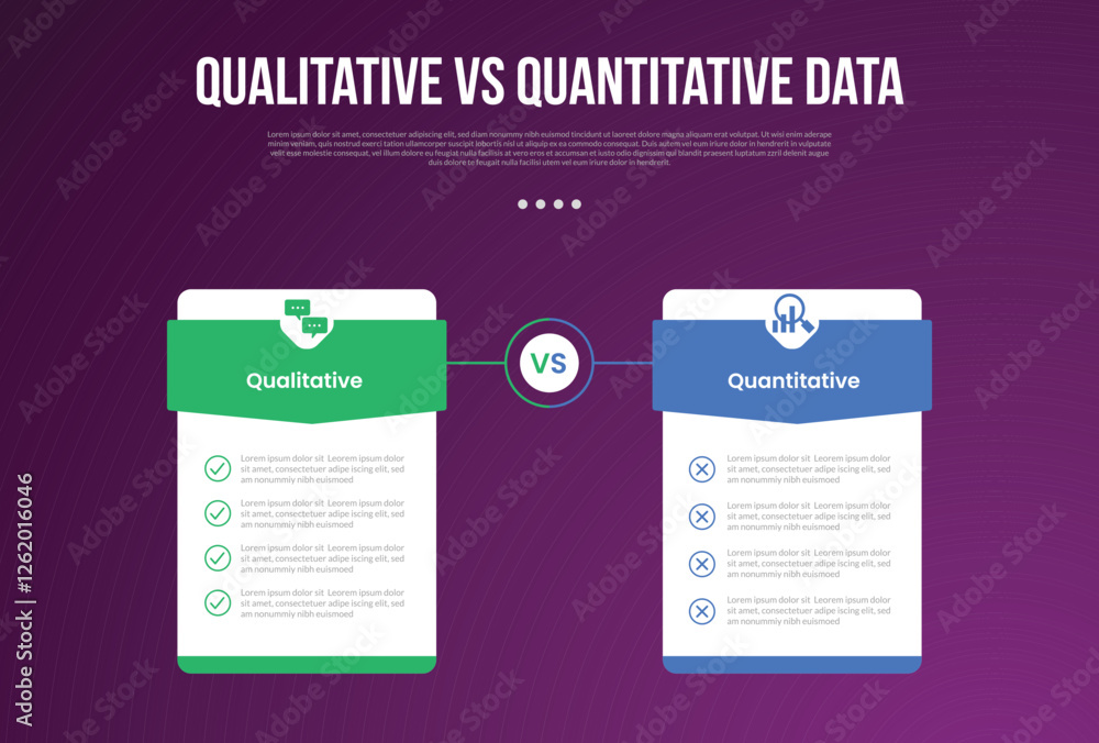 qualitative vs quantitative data infographic outline style with 2 point ...