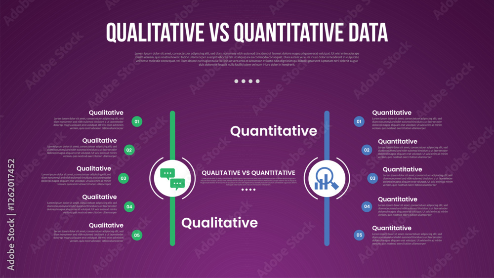 qualitative vs quantitative data infographic outline style with 2 point ...