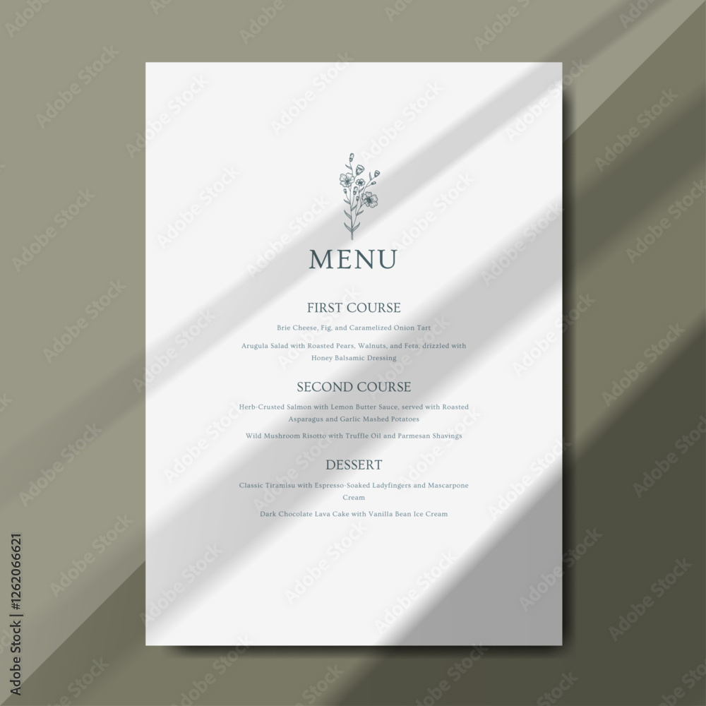 Wedding menu template with simple layout and elegant typography ...