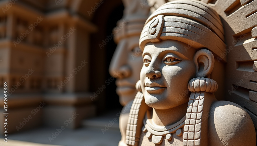 Hand-carved Inca deity statue background featuring a detailed stone ...