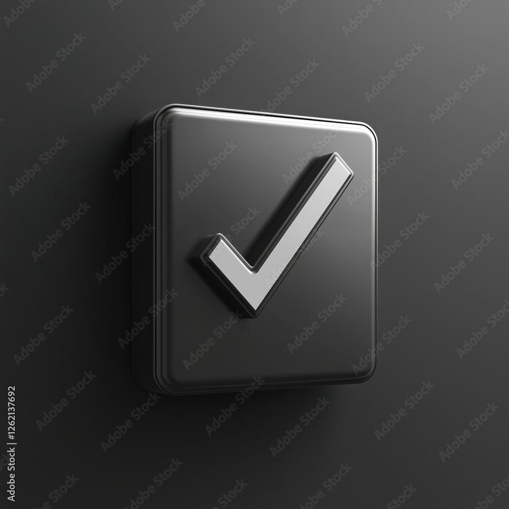 Stylized checkmark icon A simple design communicates completion or ...