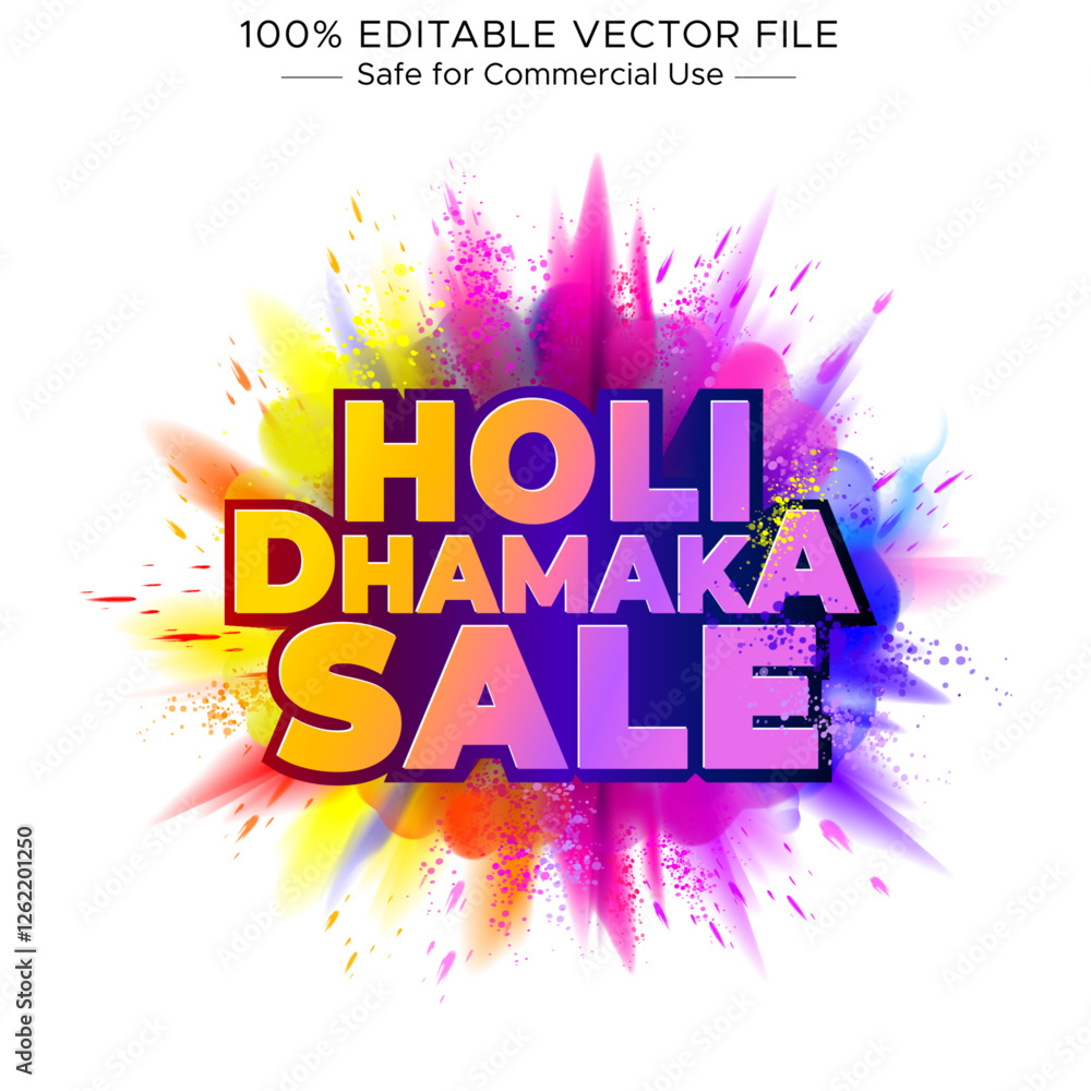 Logo Design for Holi Dhamaka Sale. Festive 3d colorful typography with ...