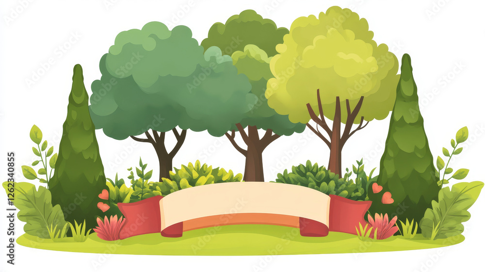 Garden and yard landscaping label of park association template. Green ...