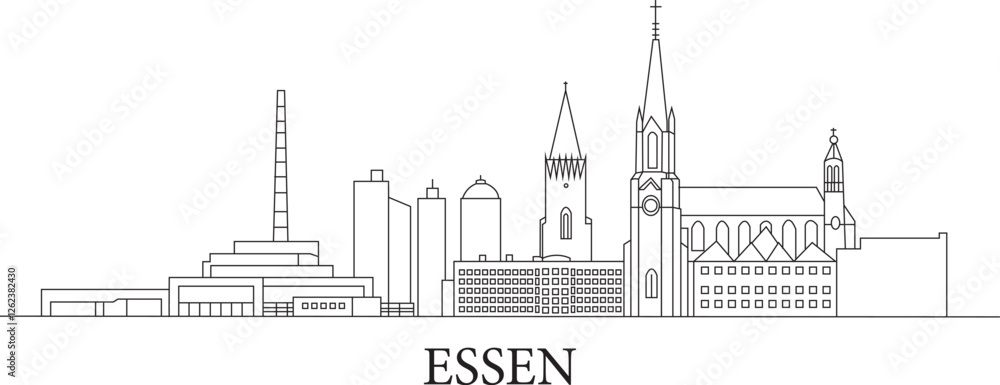 Essen City Line Draw Simple Minimalist Stock Vector | Adobe Stock