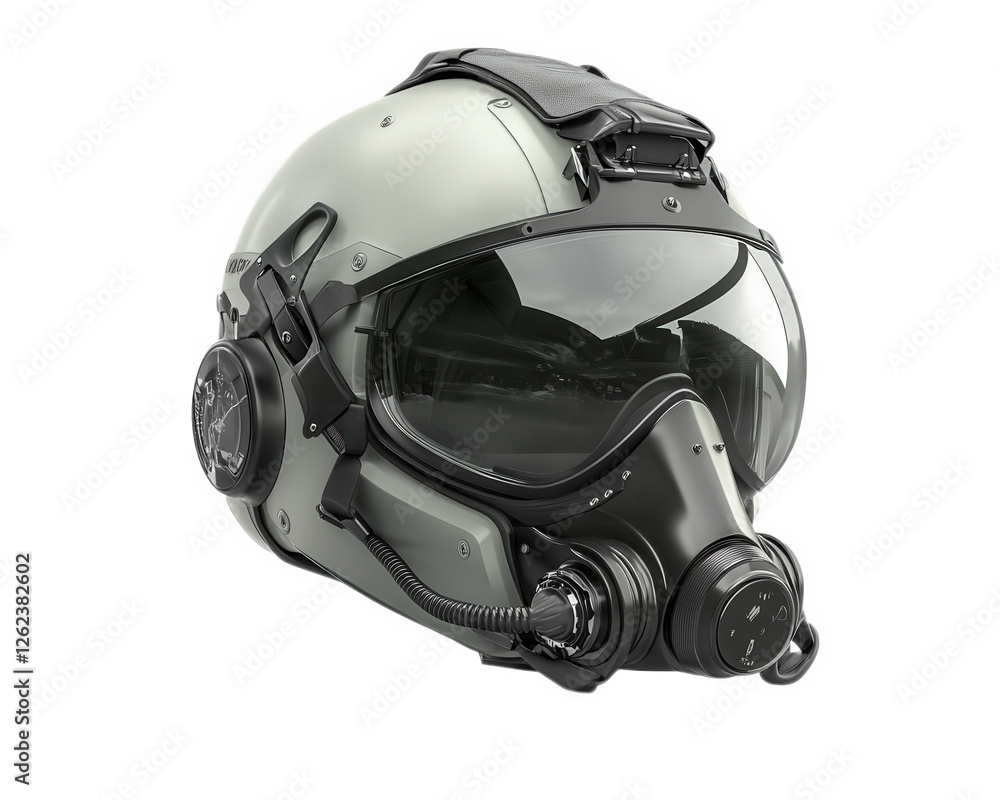 pilot flight helmet featuring sun visor and oxygen mask, designed for ...