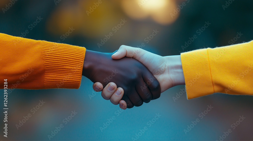 This image beautifully captures two hands shaking, symbolizing unity, cooperation, and ...