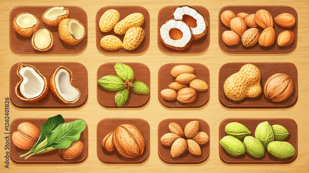 Ilustración de Stock Nuts and kernels word search puzzle game vector ...