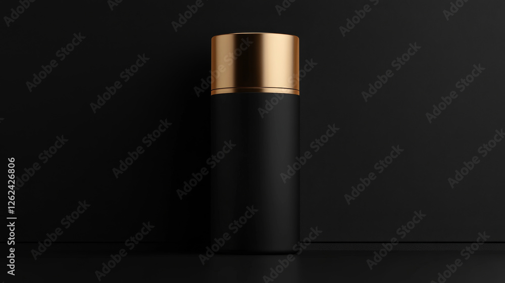 Black deodorant stick with golden cap, vector realistic 3d mockup model ...