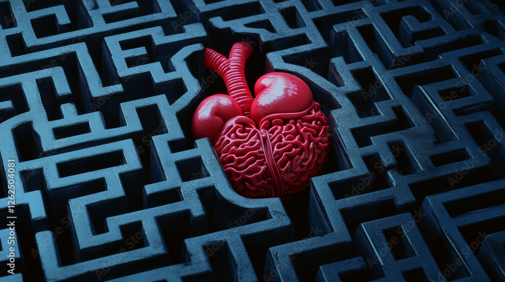 Ilustración de Stock Labyrinth maze game. Cartoon body organ characters ...