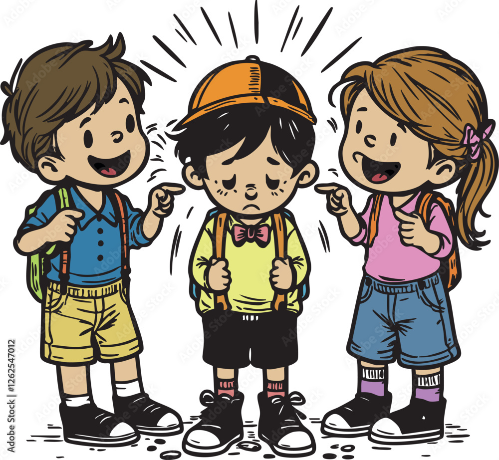 School Bullying Scene - Two Kids Teasing a Sad Boy - Anti-Bullying ...