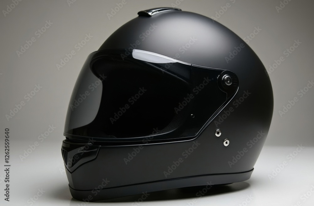 Matte black full-face motorcycle helmet with a minimalist design and a ...