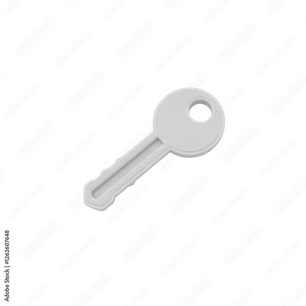 high quality png of a classic metallic silver key with a round handle ...