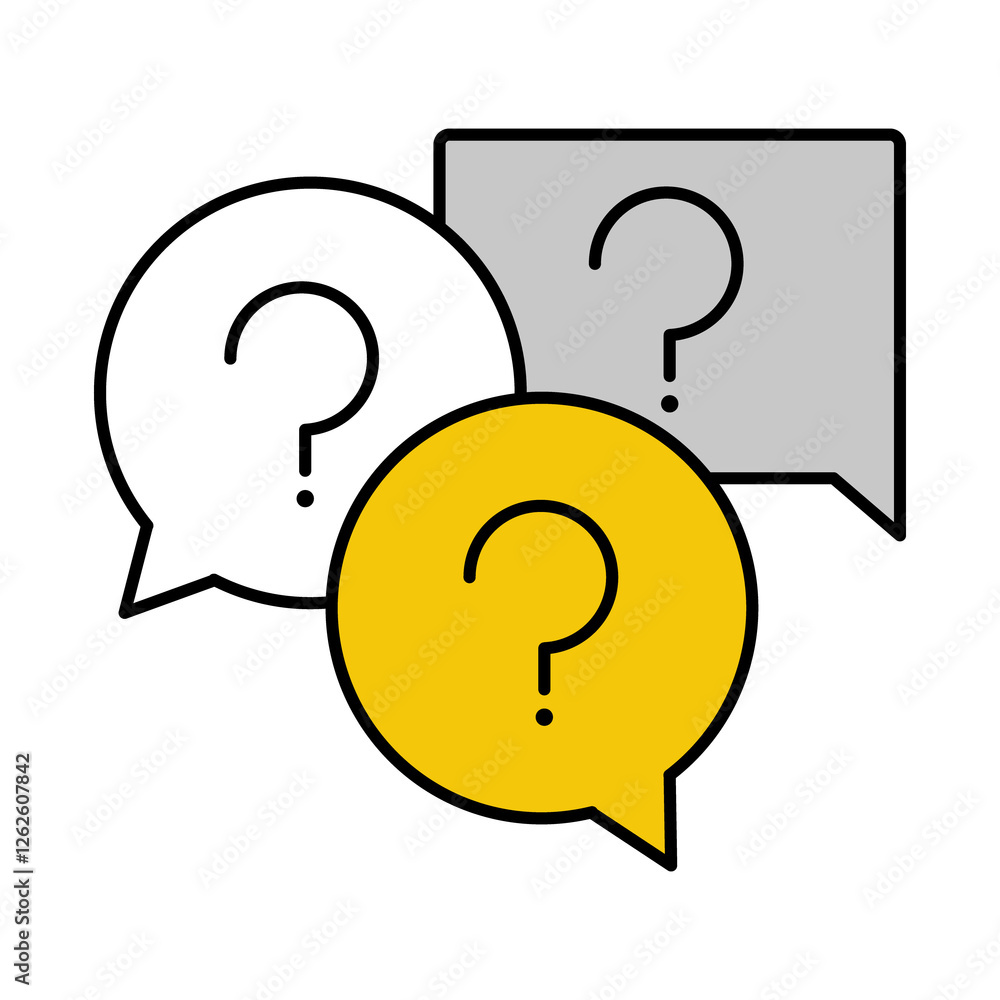 Vector icon of Question Marks and Dialogue Bubbles. This icon ...