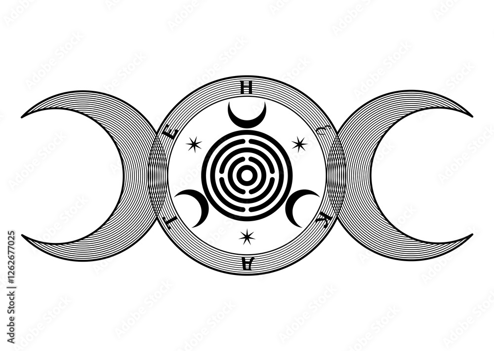 Triple Moon symbol on the Mother Seal of Hekate aka Hecate Greek ...