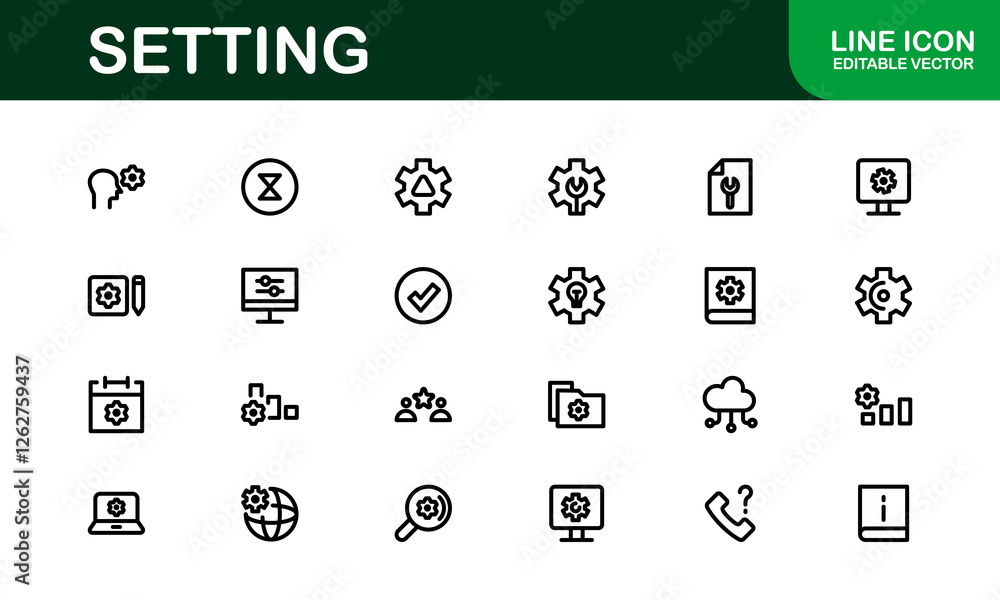 Settings Icon Pack. Scalable Vector Graphics for Adjustment, Optimization, and Fine-Tuning of ...