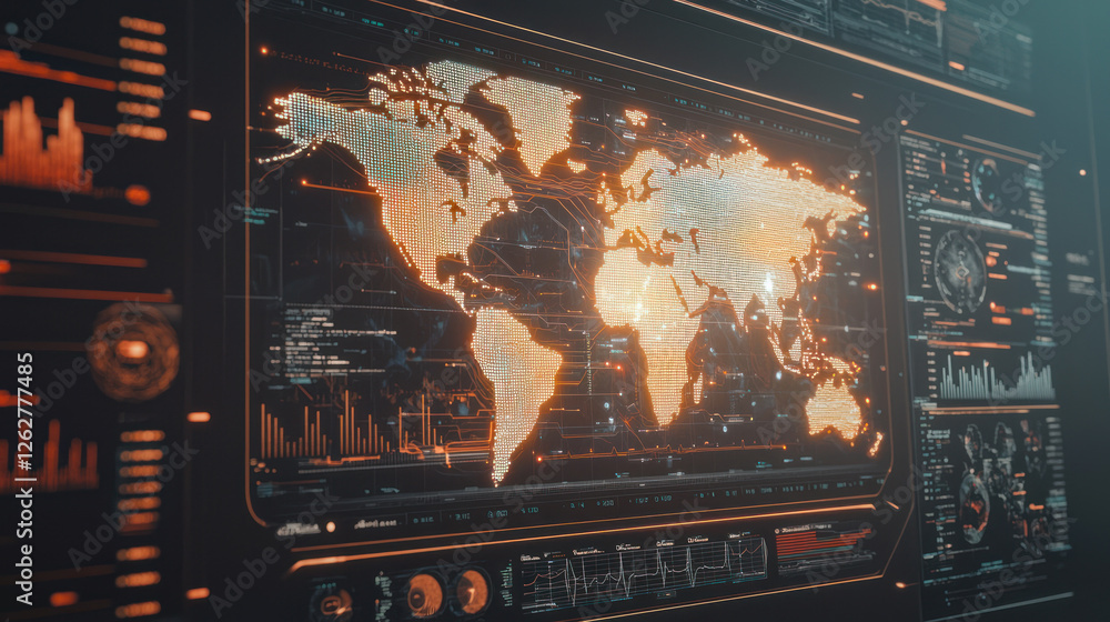 futuristic global health security dashboard displaying data ...