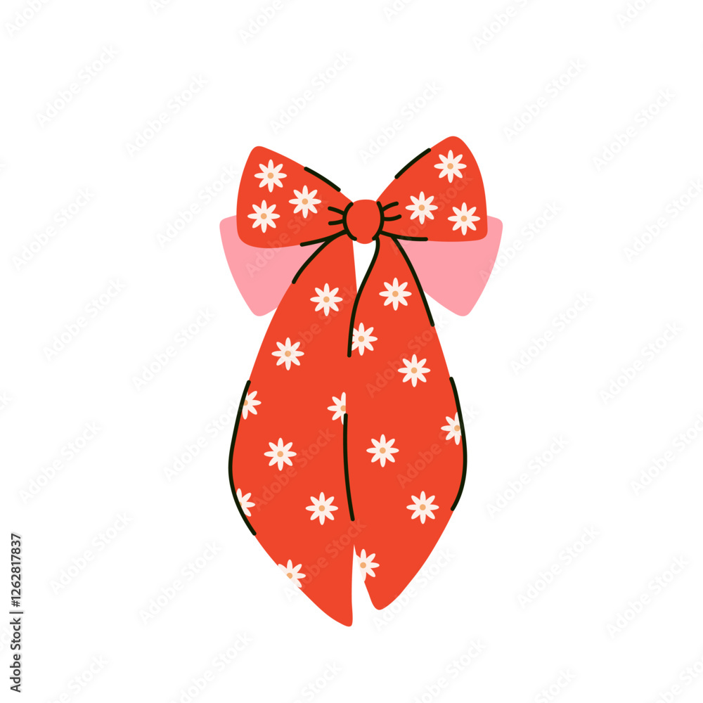 Retro elegant bow knot with daisy white flowers. Beautiful holiday ...