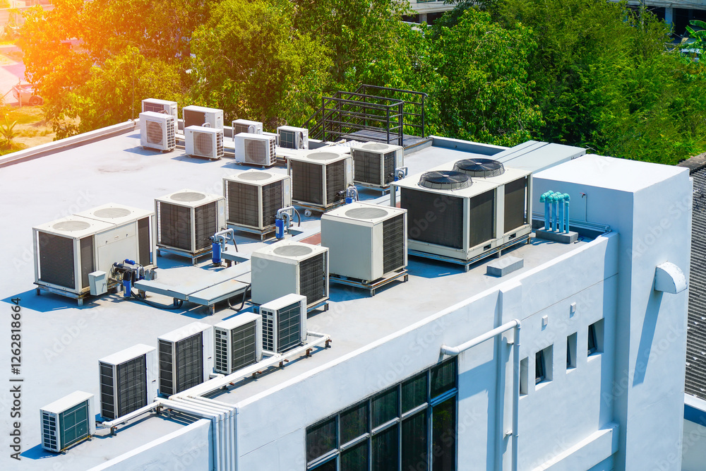The external block units of the commercial air conditioning and ...