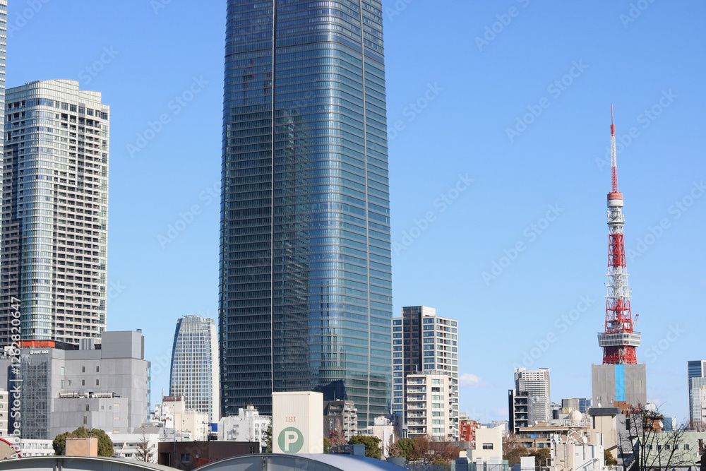 TOKYO, JAPAN - February 9, 2025: View of Tokyo's Minato Ward including ...