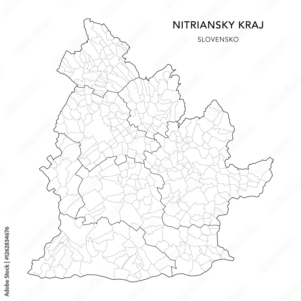 Geopolitical Vector Map of the Nitra Region (Nitriansky Kraj) with ...